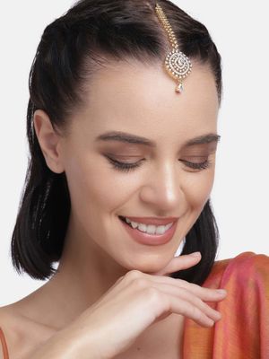 Buy Laida Golden Tear Drop Ad Studded Maangtikka Online