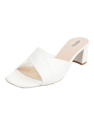 Buy Metro White Solid Heels Online