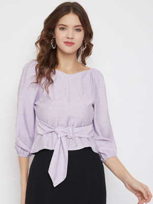 Buy Madame Lilac Color Women Textile Top Online