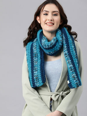 Buy Magic Needles Blue Thick And Warm Muffler Online