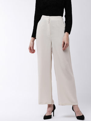 Buy Magre Beige Solid Pant Online