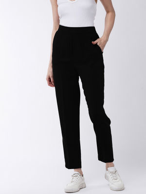 Buy Magre Black Solid Pant Online