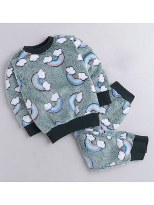 Buy M'andy Rainbow Print Faux Shearling Tracksuit Online