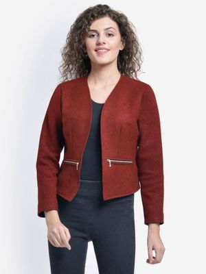 MARTINI Coats and Jackets : Buy MARTINI Rust Front Zip Short Woolen ...