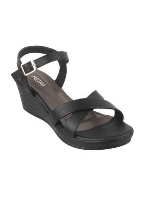 Buy Metro Black Solid Sandals Online