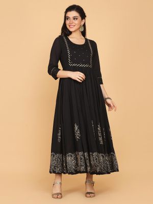 Buy Shaily Black Flared Gown Online