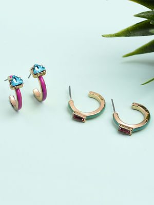 Buy Accessorize London 2 X Gem Inlay Enamel Hoop Pack online