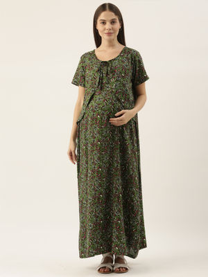 Nejo Maternity Wear Nejo Feeding/Nursing Maternity Night Dress - Green ...