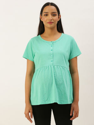 Buy Nejo Feeding/Nursing Maternity Sleep Top - Green Online