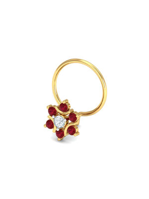 Buy KuberBox 14K Klass Ruby and Diamond Nose Pin for Women and Girls Online