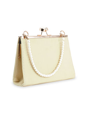 Buy NUFA Structured Beaded Cream Crossbody Bag Online