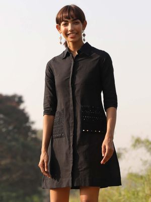 Buy Okhai 'Fulfill' Hand Embroidered Mirror Work Pure Cotton Dress Online