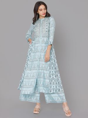 Ojas Designs Salwar Suits and Sets : Buy Ojas Designs Sky Blue Santoon ...
