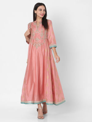 Ojas Designs Ethnic Dresses : Buy Ojas Designs Peach Gota Patti ...