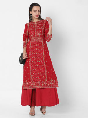 Ojas Designs Salwar Suits and Sets : Buy Ojas Designs Red Embroidered ...
