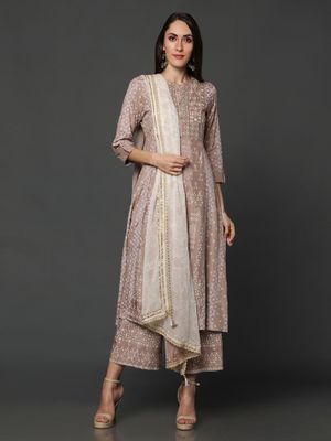 Ojas Designs Salwar Suits and Sets : Buy Ojas Designs Beige Embroidered ...