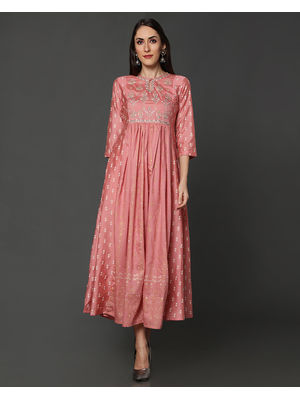 Ojas Designs Ethnic Dresses : Buy Ojas Designs Peach Coral Chanderi ...