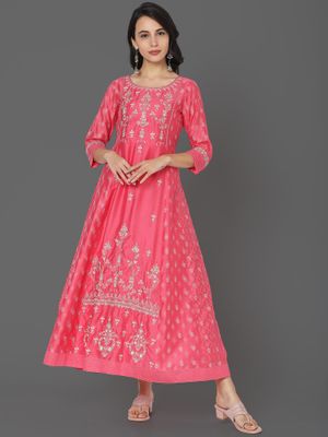 Ojas Designs maxi_dresses_women_indianwear : Buy Ojas Designs Pink ...