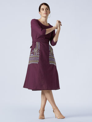 Buy Okhai Purple Embroidered Dress Online