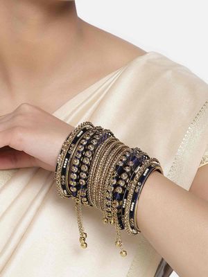 Buy Peora Traditional Silk Thread Velvet Bangle Chuda Chura Set ...