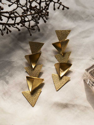 Buy Pipa Bella by Nykaa Fashion Gold Plated Triangular Earrings Online