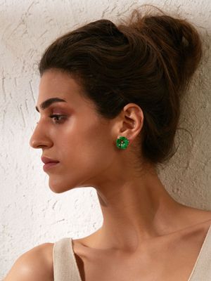 Buy Pipa Bella by Nykaa Fashion Green Floral Stud Earrings Online