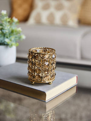 Buy Pure Home + Living Small Champagne Gold Crystal Prism Votive Holder ...