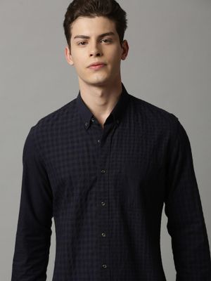 RARE RABBIT Casual Shirts : Buy RARE RABBIT Navy Blue Checks Casual ...