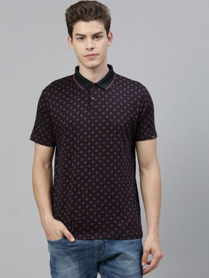 RARE RABBIT Polo T-Shirts : Buy RARE RABBIT Navy Blue Printed Polo T ...