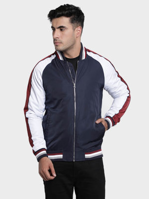 Red Tape Jackets : Buy Red Tape Navy Blue White Colourblocked Bomber ...