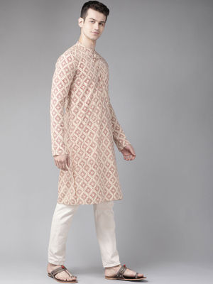 Buy See Designs Men Beige And Maroon Hand Block Print Sustainable ...