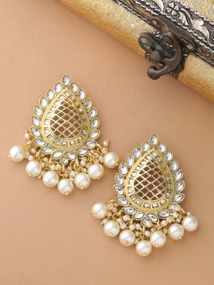 Buy Shoshaa Gold Yellow Pearls Drop Earrings Online
