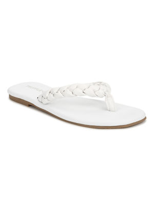 Buy Truffle Collection White Solid Flats Online