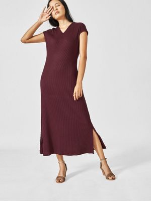 Buy The Label Life Burgundy Ribbed Dress Online