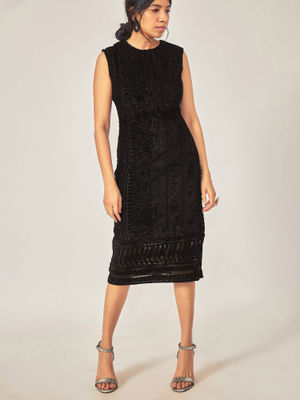 Buy The Label Life Black Textured Sleeveless Dress Online