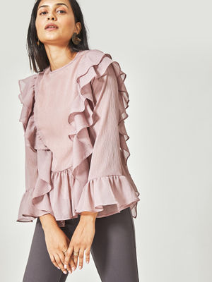Buy The Label Life Pink Solid Top Online