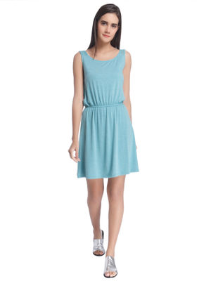 VERO MODA Dresses : Buy VERO MODA Blue Solid Polyester Dresses Online ...