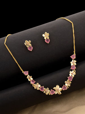 Buy Voylla Love Paradise Floral Gem Necklace Set Online