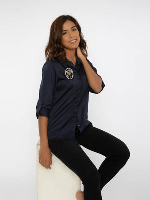 Buy Pallavi Swadi Classic Navy Shirt With Royal Blue Victorian Badge ...