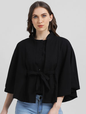 Buy Zink London Black Solid Cape Online