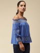 Label Ritu Kumar Tops : Buy Label Ritu Kumar Blue Smocked Off Shoulder ...